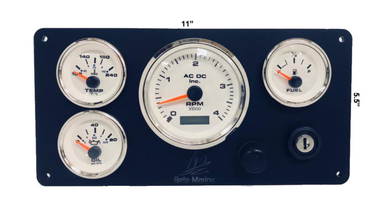 Marine engine instrument panel-Beta Boat Engines 4 White Gauge | AC DC ...