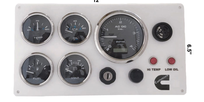 Cummins Marine Engine Instrument Panel ,Pre wired 5 gauge white -C Type ...