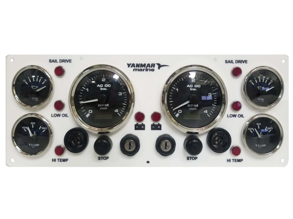 Custom Yanmar Marine Dual Engine Instrument Panel 6 Premier Gauges ...