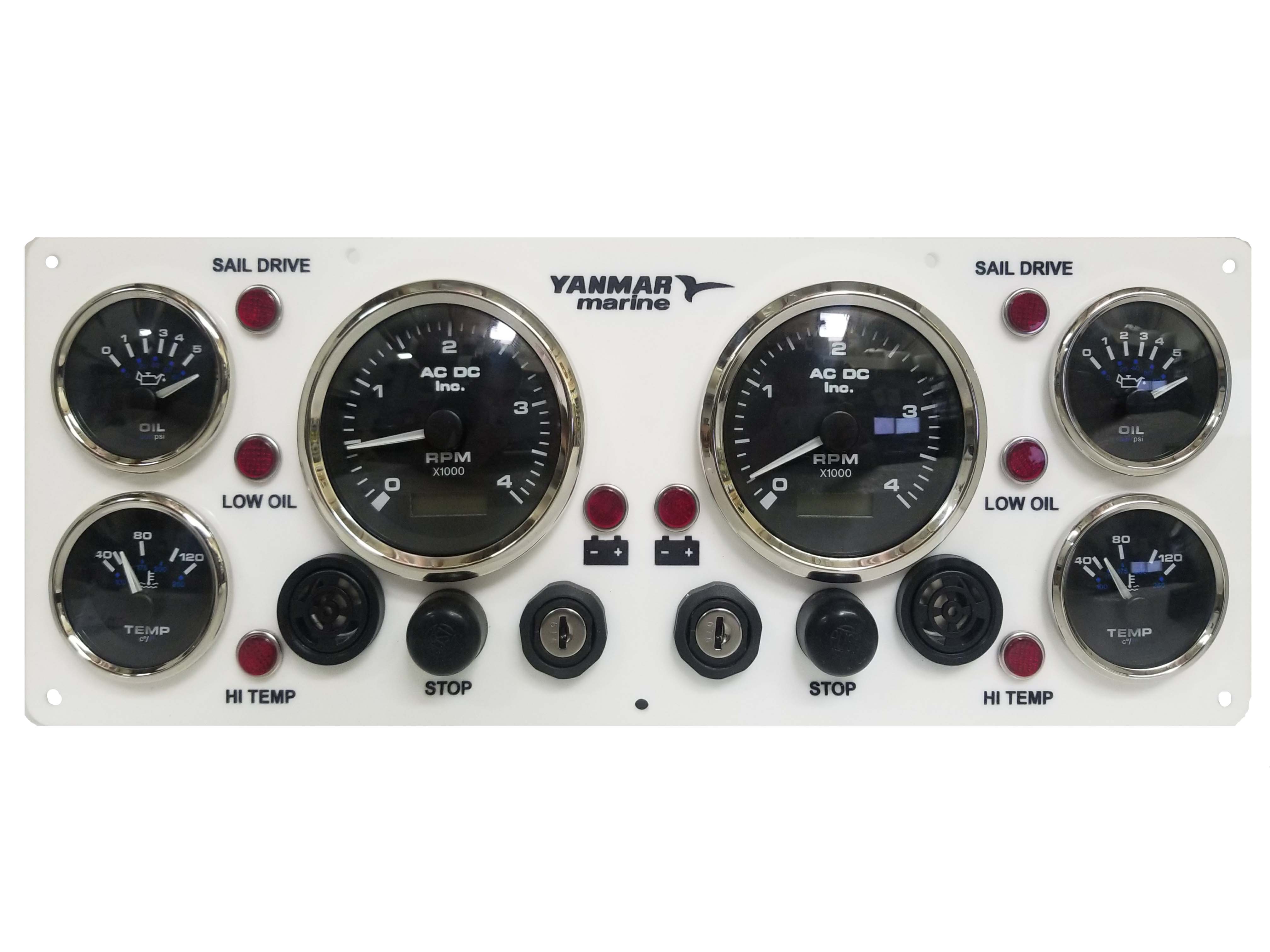 Custom Yanmar Marine Dual Engine Instrument Panel 6 Premier Gauges ...