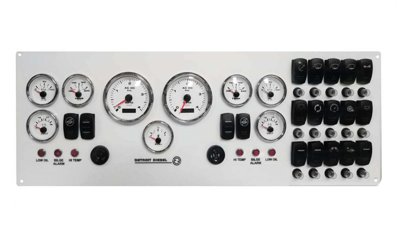 Detroit Diesel Custom Dual Engine Panel with Rocker 9 Premier Gauges ...