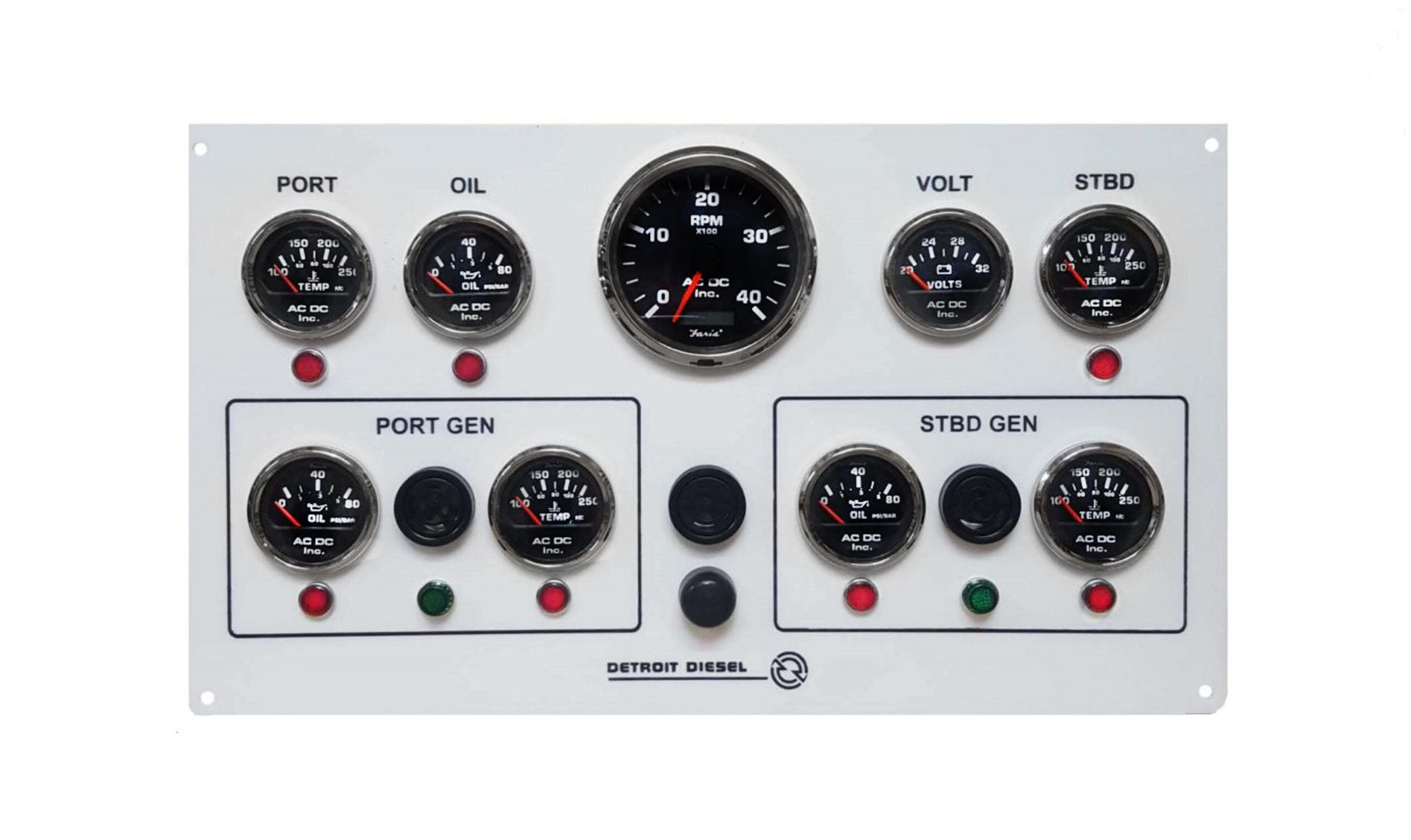 Custom Detroit Engine Panel – Double Generator | AC DC Marine Inc ...