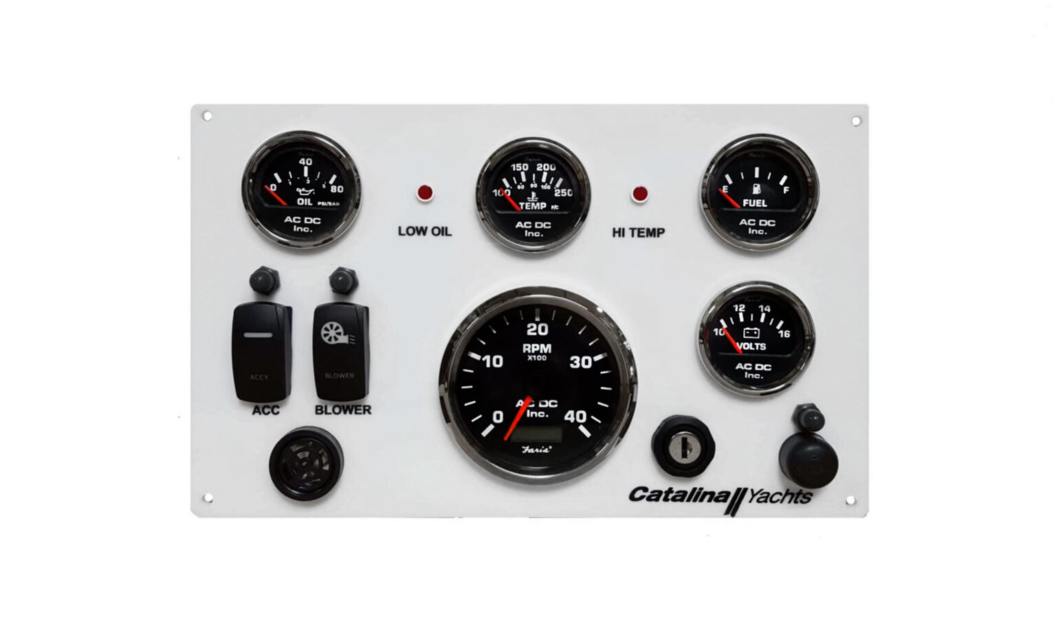 Catalina Instrument Yachts Panel + Rocker Switches with 5 Faria Gauges ...