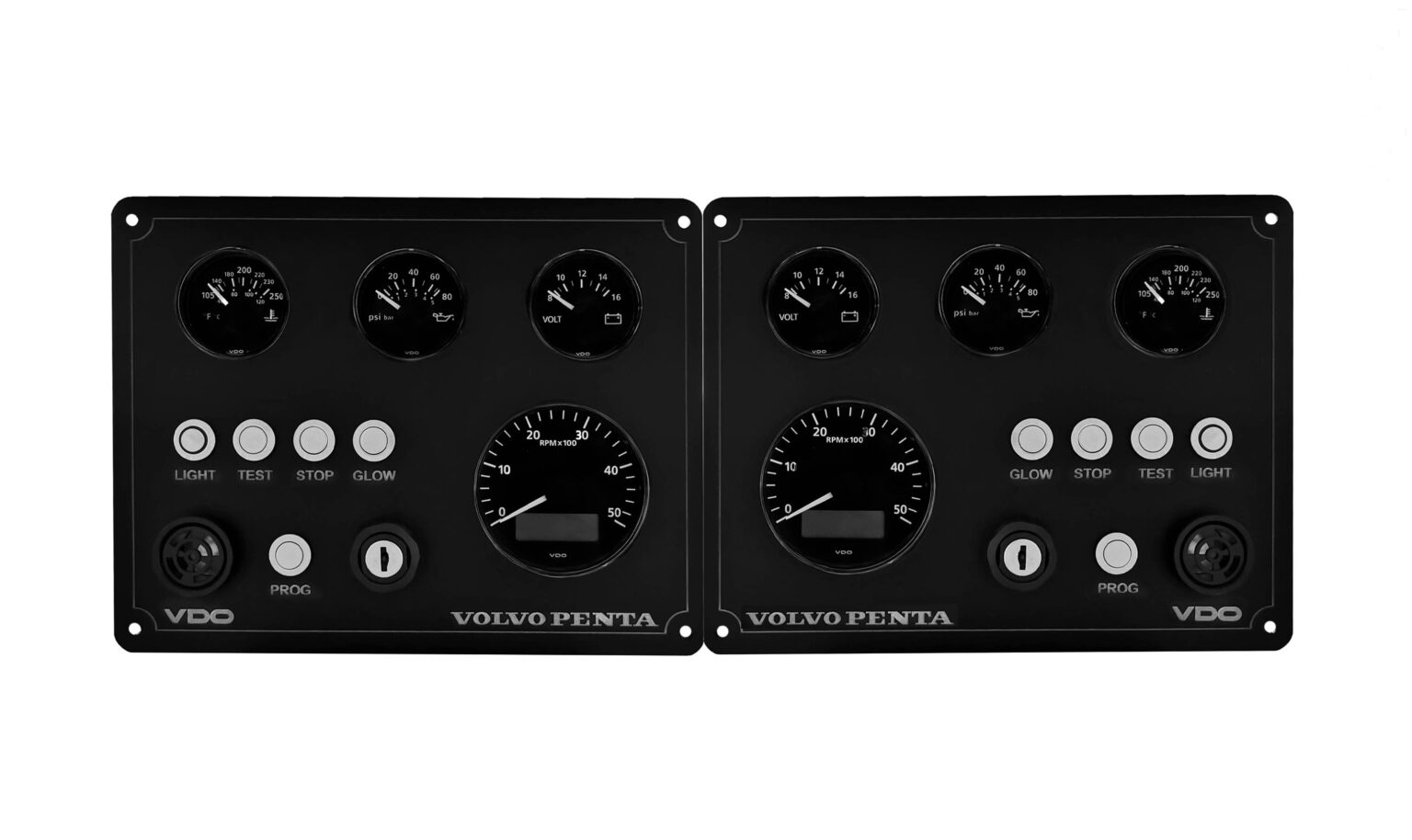 Volvo Marine Dual Engine Double Panel Set 8 Viewline VDO Gauges | AC DC ...