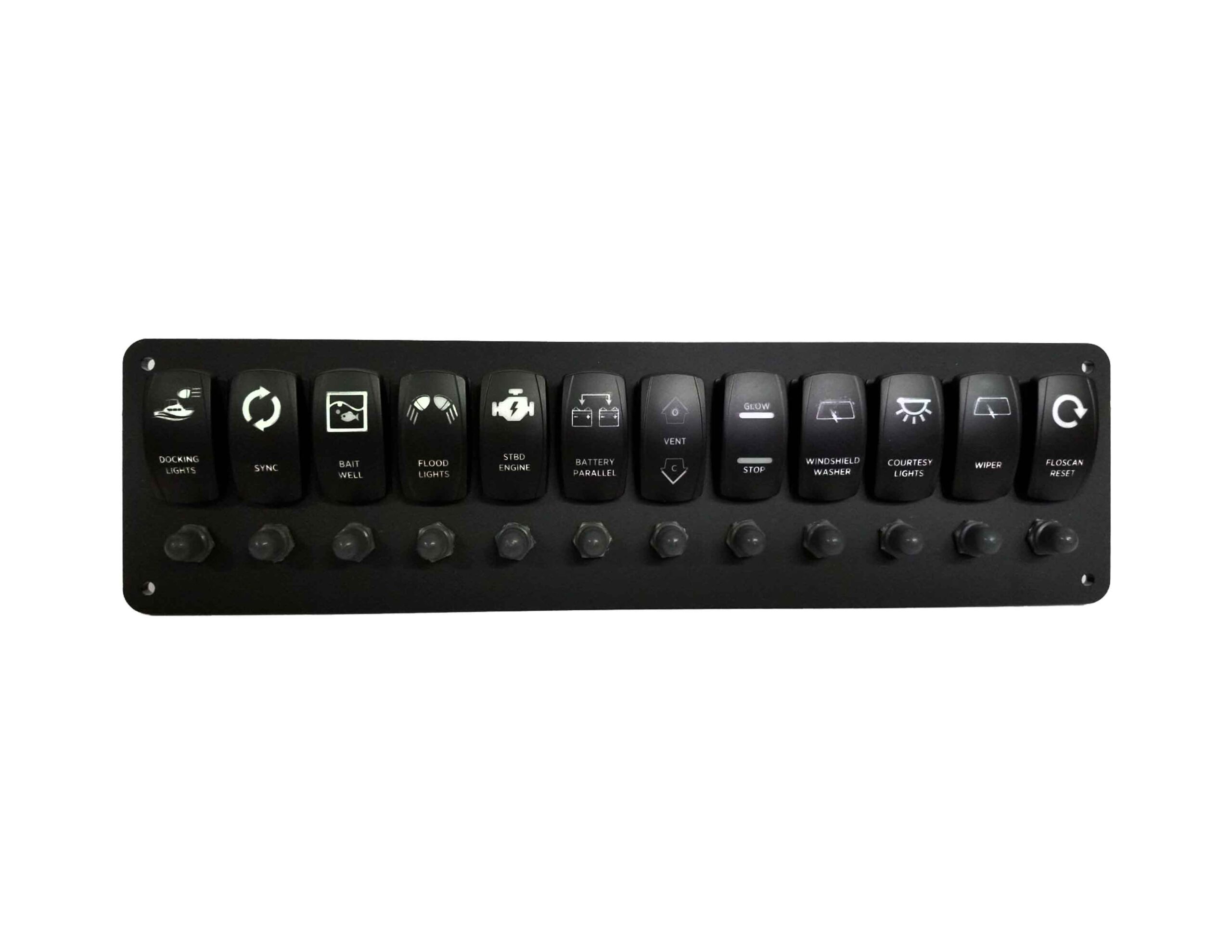 Switch Accessory Panel with 12 Rocker Switches and 12 Push Buttons ...