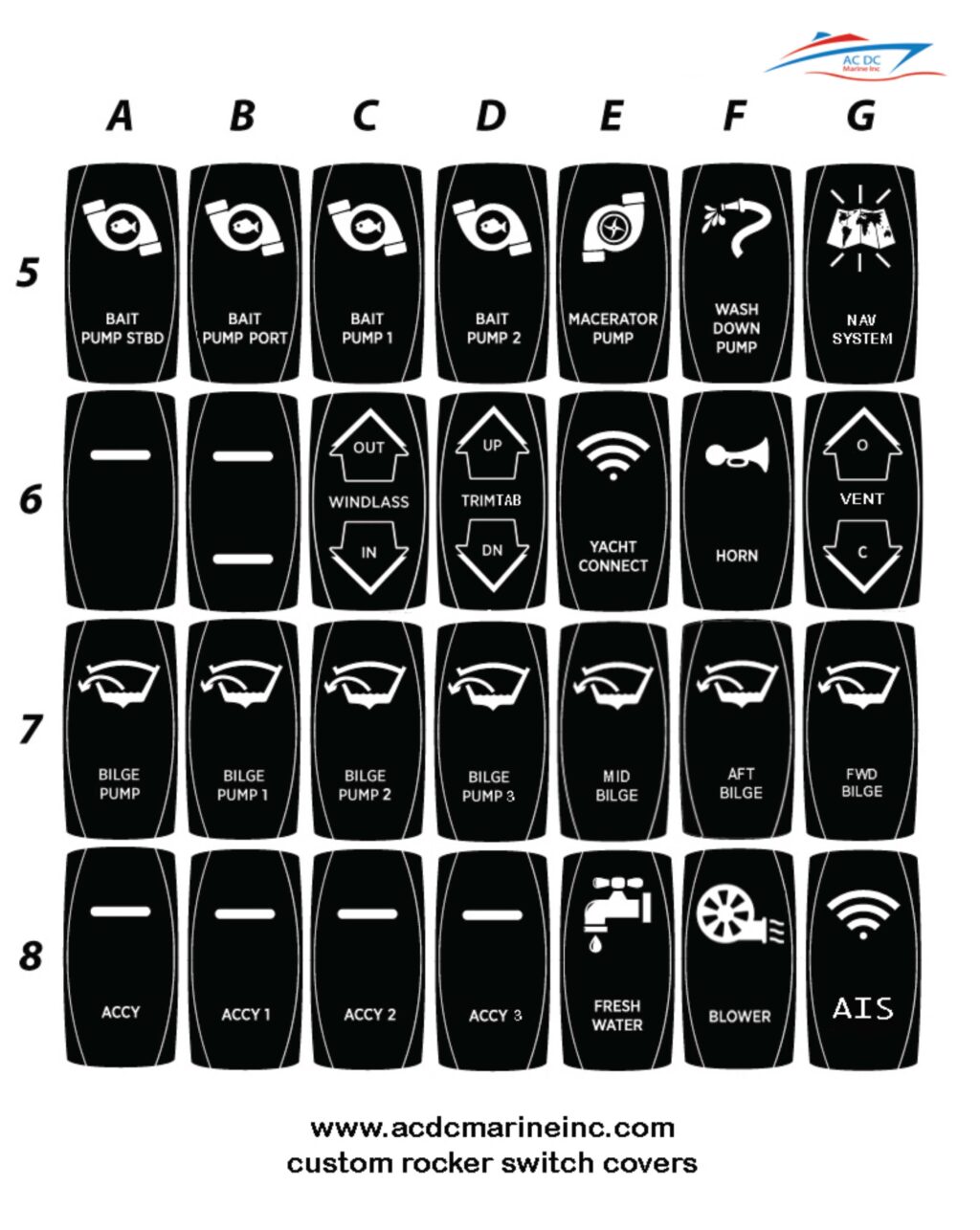 Switch Accessory Panel with 12 Rocker Switches and 12 Push Buttons ...