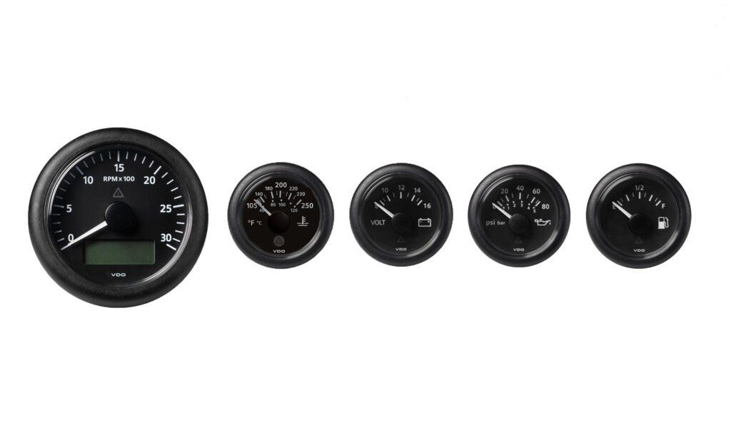 VDO VIEWLINE Set of Gauges 5000 RPM Black 12V with Sensors | AC DC ...
