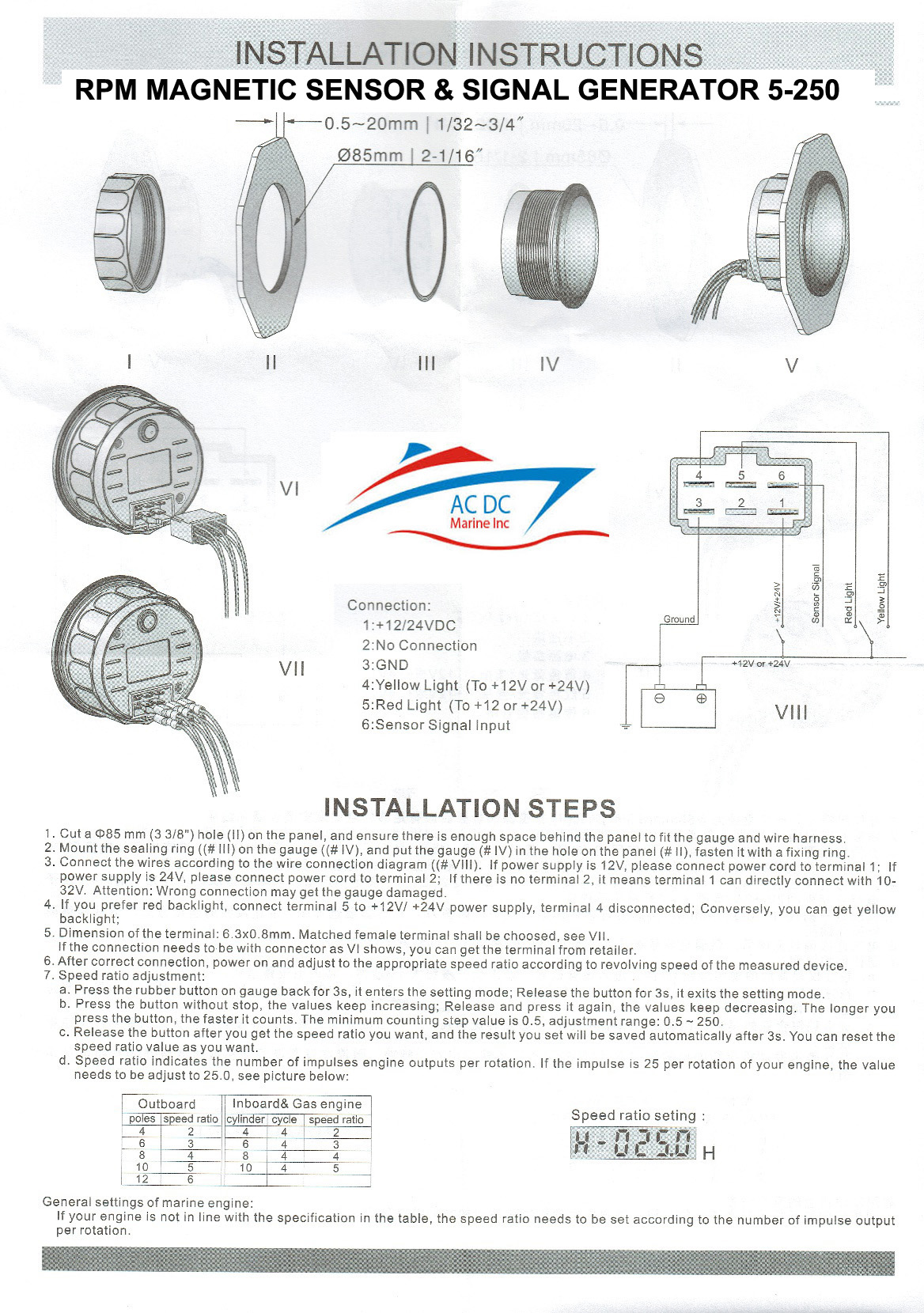Tachometer 4K Magnetic Pick-Up (Ratio 0.5-250) Part No. YQ00202 | AC DC ...