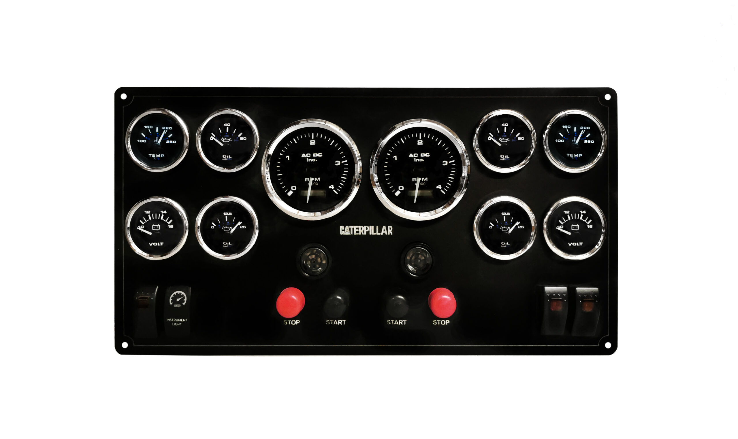 Caterpillar Marine Diesel Dual Engine Instrument Panel with Rocker ...