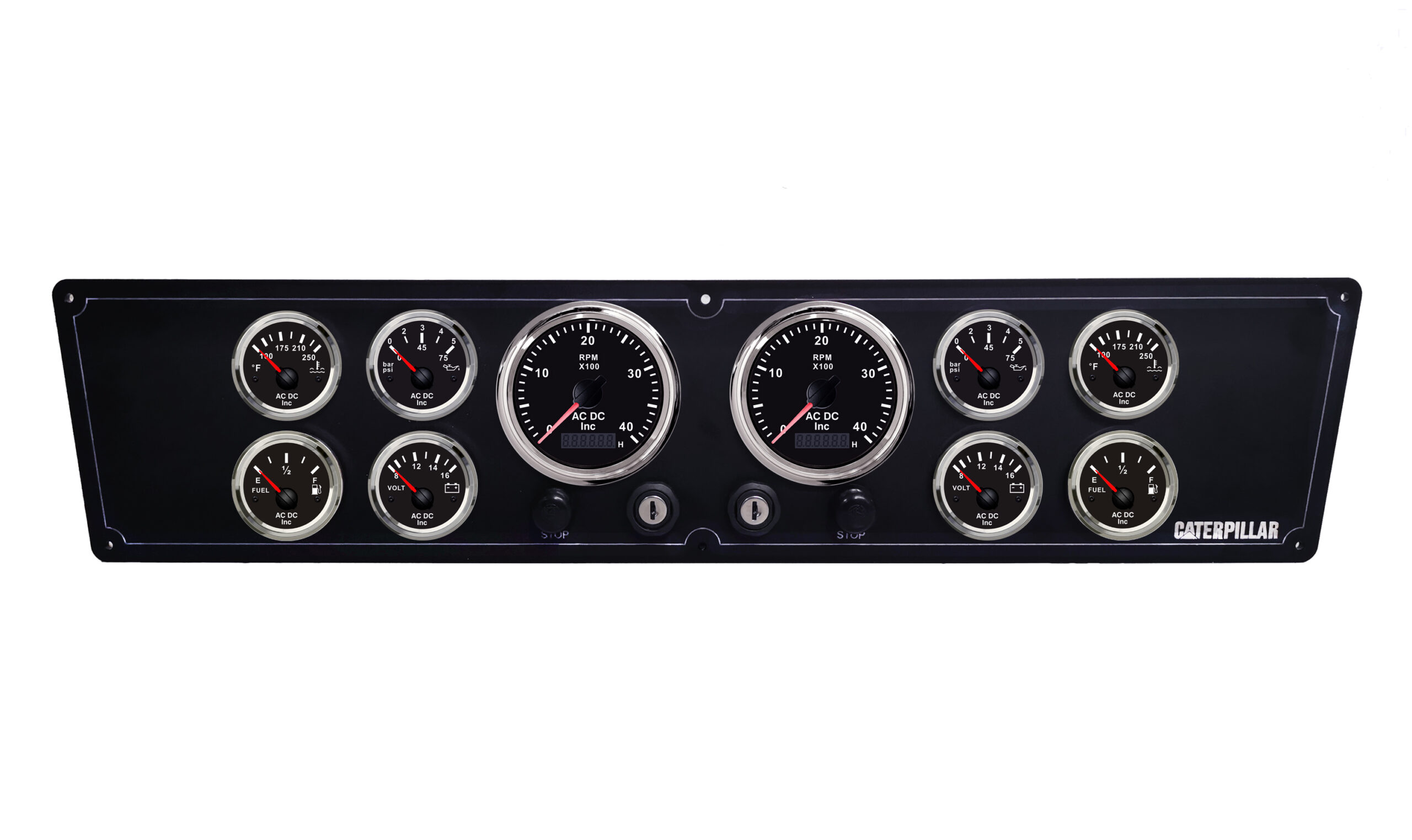 Caterpillar Diesel Dual Engine Instrument Panel 10 Premier Gauges (Made ...