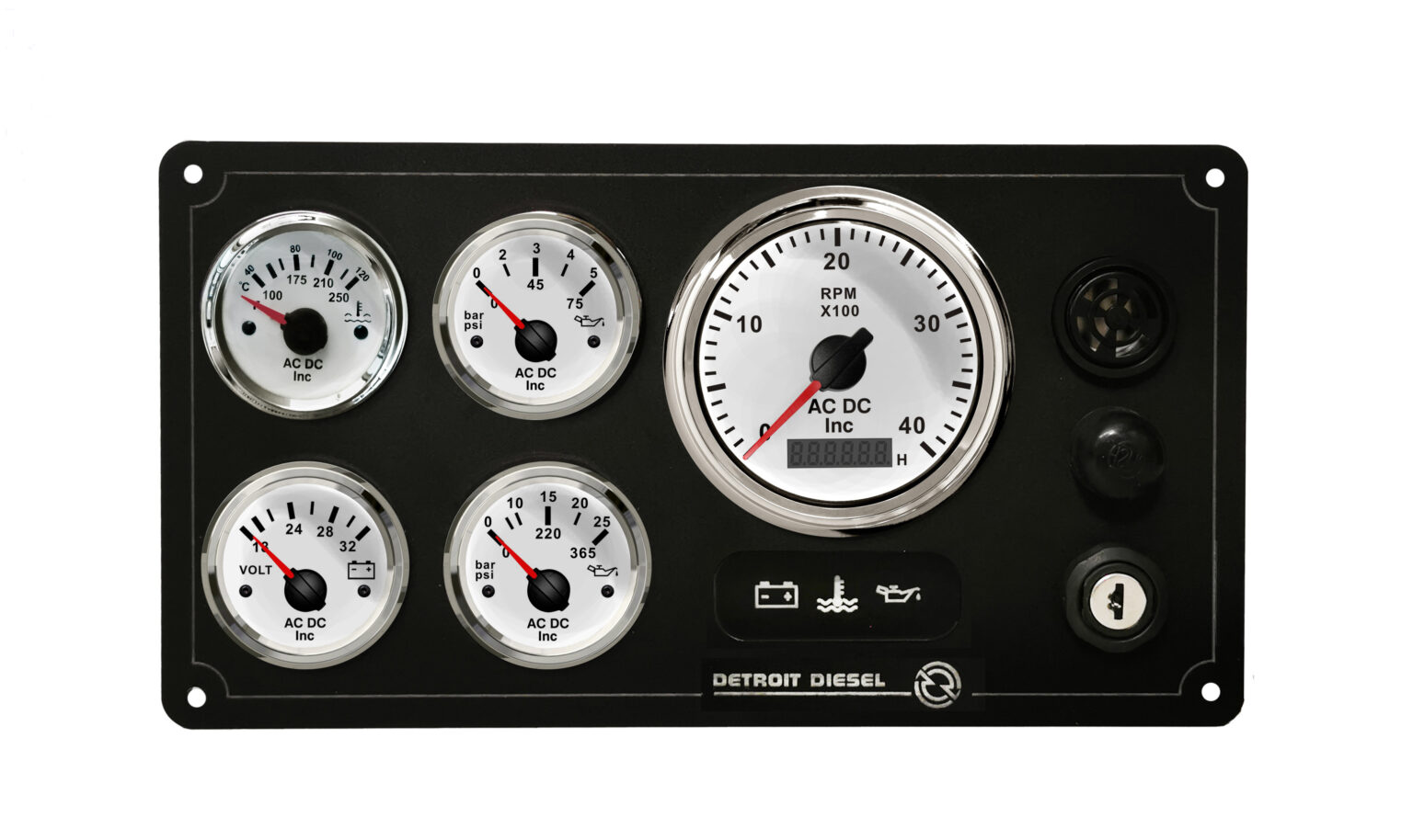 Detroit Diesel Engine Instrument Panel 5 Offshore Gauges | AC DC Marine ...