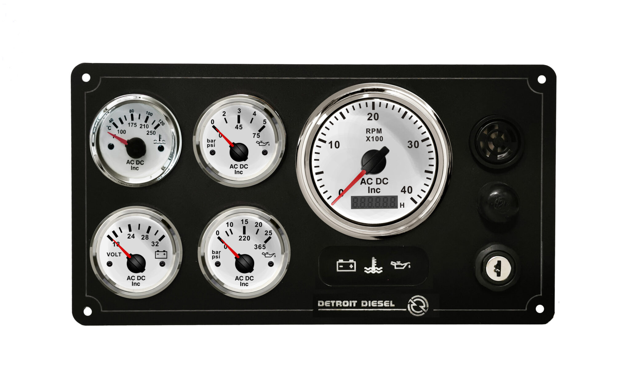 Detroit Diesel Engine Instrument Panel 5 Offshore Gauges | AC DC Marine ...