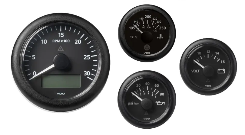 Volvo Marine Dual Engine Double Panel Set 8 Viewline VDO Gauges | AC DC ...