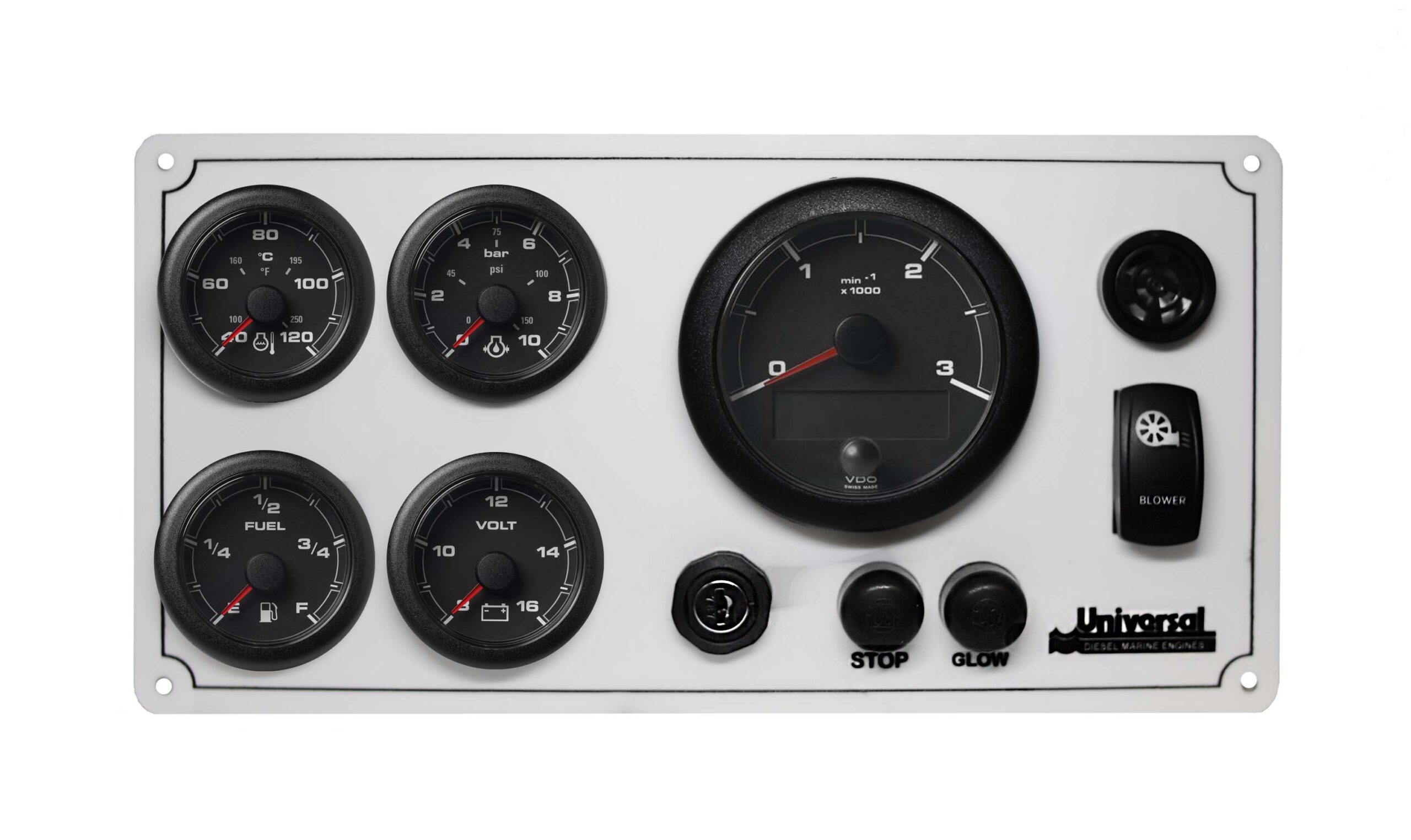 Universal Marine Engine Instrument Panel w/ 5 VDO Ocean Link Gauges ...