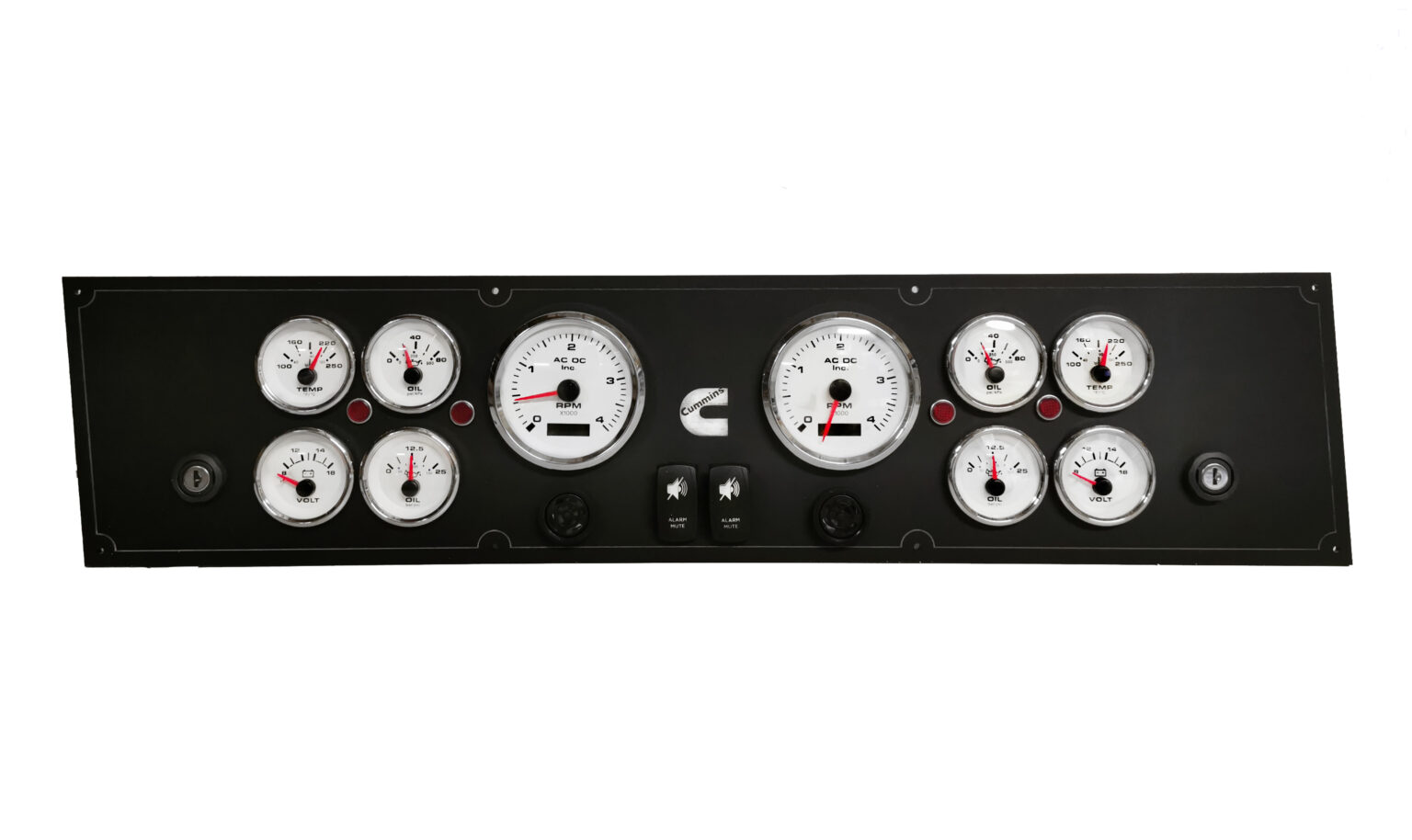 Custom Cummins Dual Engine Panel with Rocker Switches 10 Premier Gauges ...