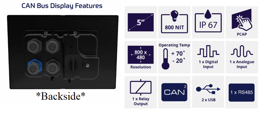 NMEA 2000 T5 – 5″ CAN Bus Display (TOUCHSCREEN) – AC DC Marine Inc.