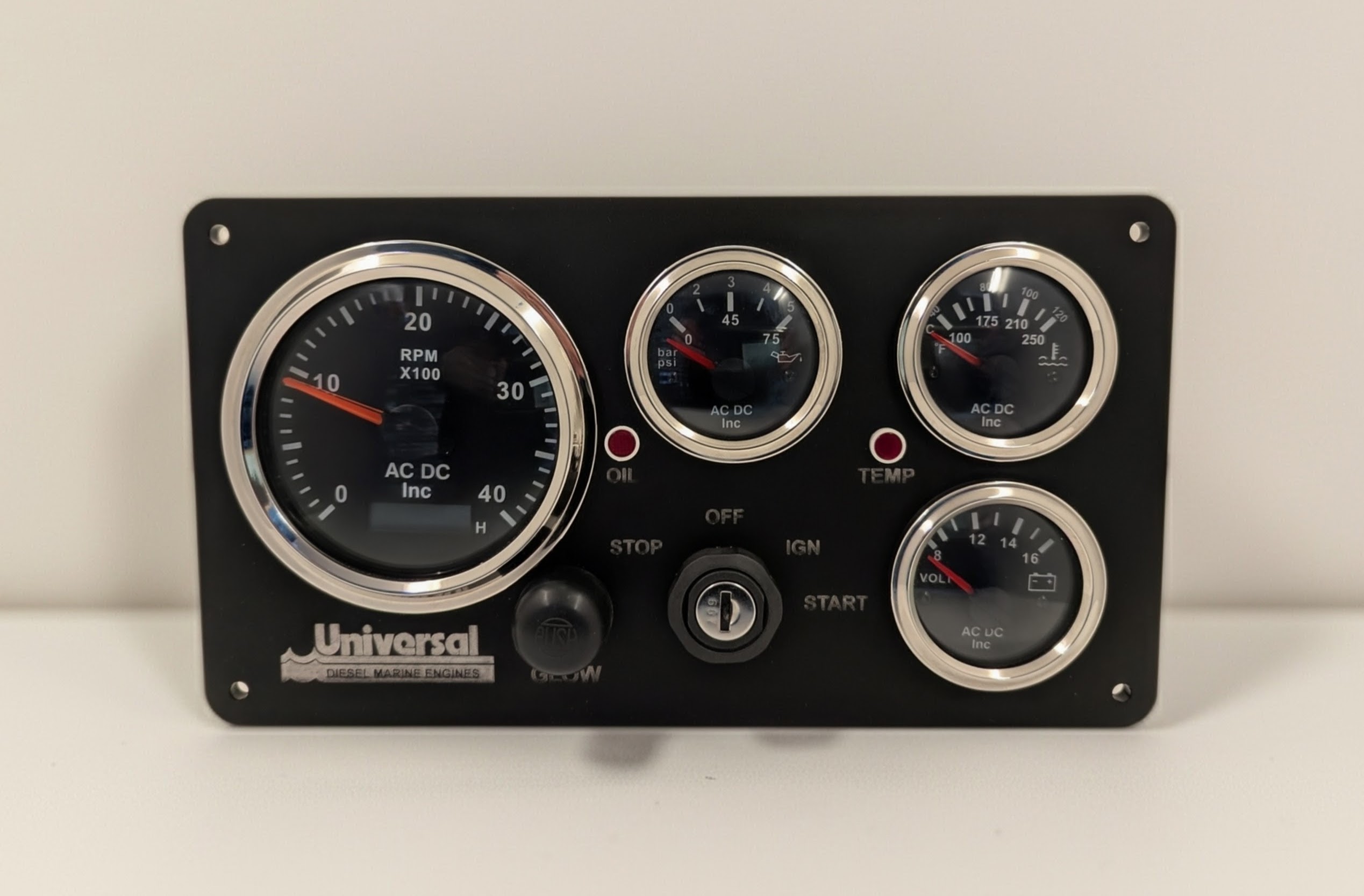 Universal Marine Black Instrument Panel 4 Offshore Gauges (Made in USA ...
